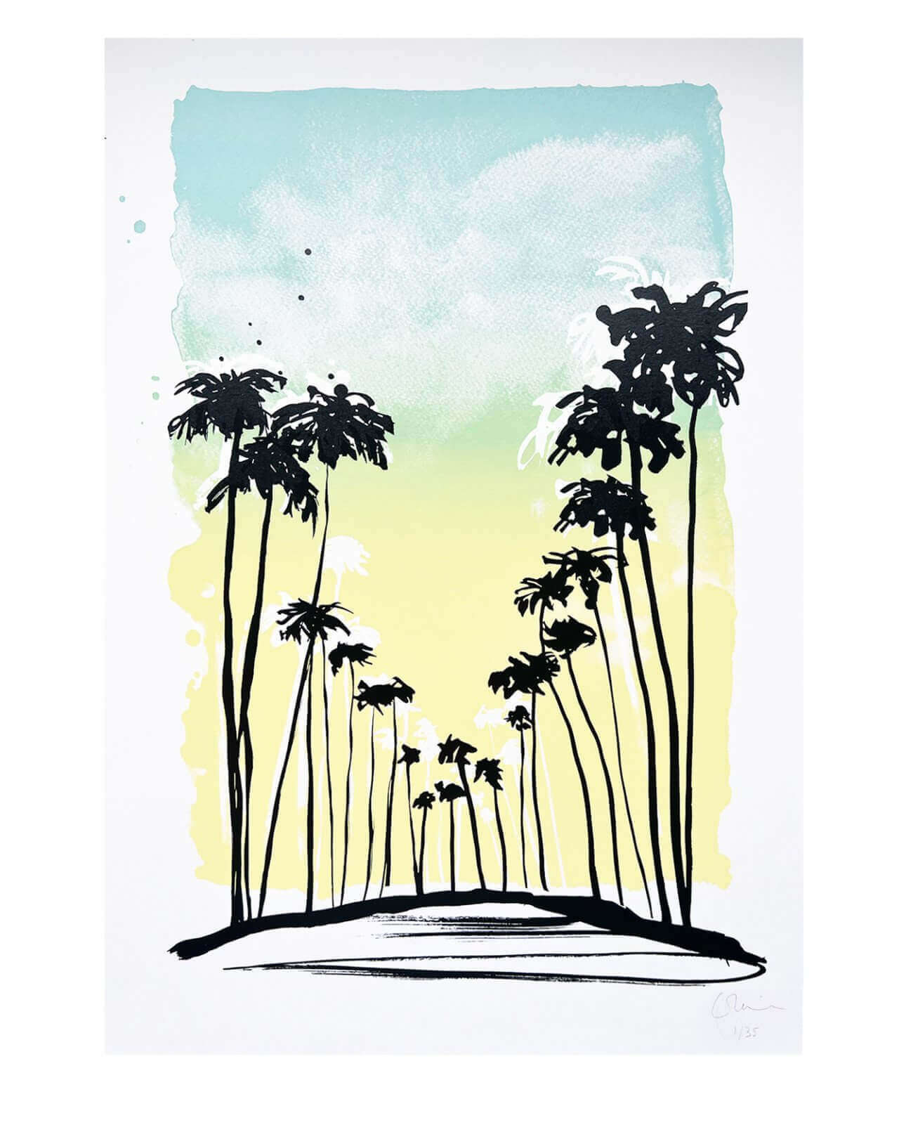 Travel - Endless Summer Santa Monica Palm Trees Silkscreen Print ...