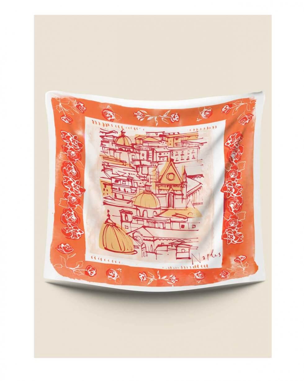 Travel - Kiton - Naples Illustrated Silk Scarves Series - Caroline ...